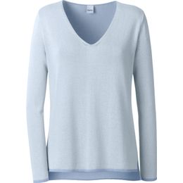 Heine Damen Feinstrickpullover , hinten länger hellblau-bleu-gemustert Größe 50