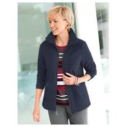 Fleecejacke Casual Looks, Damen, Gr. 42, blau (marine), 100% Polyester, unifarben, figurumspielend, Jacken Fleecejacke