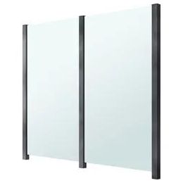 Zaun STAKET PRO, grau, Pfosten: 3 Stk., Aluminium, Glas, Zaunelemente, Glaszaun, Gesamtl&auml;nge: 2,29 m, 3 Pfosten