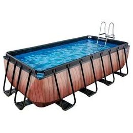 Framepool EXIT, braun, B:200cm H:100cm L:400cm, Schwimmbecken, BxLxH: 200x400x100 cm, mit Sandfilterpumpe und Sicherheitsleiter