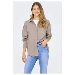 Hemdbluse Only "ONLZAZIMA L/S LOOSE SHIRT WVN NOOS", Damen, Gr. XS, silber (silber mink), Web, Obermaterial: 84% Modal, 16% Polyester, unifarben, oversize Po-bedeckend, Blusen Hemdbluse