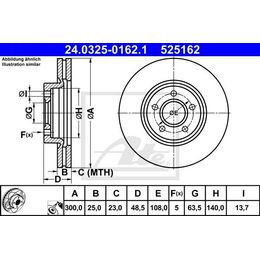 ATE Bremsensatz-Vorn und hinten SG00000DIM Bremsensatz, Scheibenbremse vorne rechts links bel&uuml;ftet 265mm f&uuml;r GENERAL MOTORS MAZDA VAUXHALL SAAB FORD V
