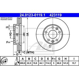 ATE Bremsensatz-Vorderachse Standard Disc / Ceramic IJZJSGIU43 Bremsensatz, Scheibenbremse vorne rechts links bel&uuml;ftet 269mm f&uuml;r RENAULT LADA DACIA ME