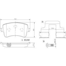 Brembo Bremsbelagsatz, Scheibenbremse P85100NX hinten rechts links mit Zubeh&ouml;r f&uuml;r SKODA VW SEAT AUDI (FAW) 8K0098601H L8KD698451A 8K0698451