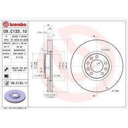 Brembo Bremsensatz-Vorderachse COATED DISC LINE / STANDARD Bremsensatz, Scheibenbremse vorne rechts links innenbel&uuml;ftet 304mm f&uuml;r CITRO&Euml;N (DF-PSA) PEU