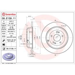Brembo Bremsscheibe 08.E139.11 hinten rechts links voll 314mm f&uuml;r HYUNDAI KIA GENESIS 58411J5000 584112M000