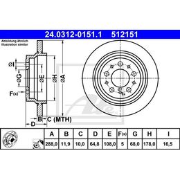 ATE Bremsensatz, Scheibenbremse Bremsensatz-Vorn und Hinten SG00000DRC Hinterachse voll 288mm 11mm f&uuml;r Volvo