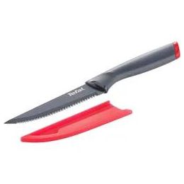Steakmesser Tefal "Fresh Kitchen", grau, rot, B:1,7mm, Edelstahl, Kunststoff, Essmesser, 11 cm, Klingen aus rostfreiem Stahl, Titan-Versiegelung, Klingenschutz