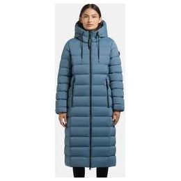 Wintermantel Khujo "Simmie2", Damen, Gr. XL (42), blau, Obermaterial: 100% Polyester; Innenfutter: 100% Nylon; Wattierung: 100% Polyester, tailliert kniebedeckend, hoch geschlossener Ausschnitt, &Auml;rmel ohne &Auml;rmelschlitz elastischer Bund mit innenliegendem Gummizug, M&auml;ntel Wintermantel, Winter Steppmantel mit Kapuze
