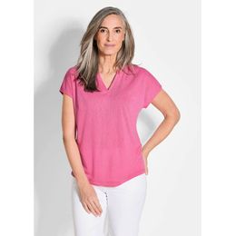 GOLDNER Jerseyshirt Luftiges Basicshirt mit V-Ausschnitt in pink | Gr.: 38