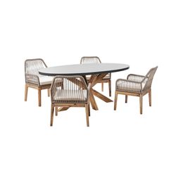 Beliani 5-tlg Gartentisch Set ORISTANO in Grau/Beige/Braun | Gr.: onesize