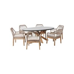Beliani 7-tlg Gartentisch Set ORISTANO in Grau/Beige/Braun | Gr.: onesize