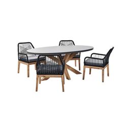 Beliani 5-tlg Gartentisch Set ORISTANO in Grau/Schwarz/Braun | Gr.: onesize