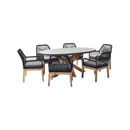 Beliani 7-tlg Gartentisch Set ORISTANO in Grau/Schwarz/Braun | Gr.: onesize