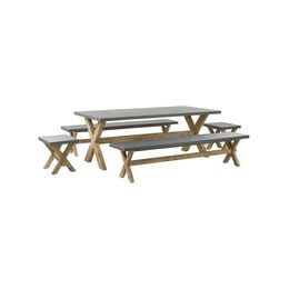 Beliani 3-tlg Gartentisch Set OLBIA in Grau/Braun | Gr.: onesize