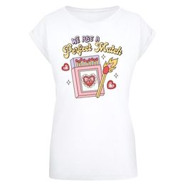 F4NT4STIC Extended Shoulder T-Shirt We Are A Perfect Match Love in weiß | Gr.: L
