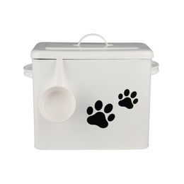 IB Laursen Metall-Box mit Deckel für Hundefutter + Messbecher in weiss | Gr.: onesize