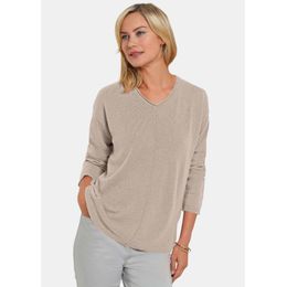 GOLDNER Kaschmirpullover Basicpullover mit V-Ausschnitt in sand | Gr.: 46