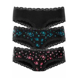 Buffalo Hipster Bl&uuml;mchen (3er Pack) Damen Gr&ouml;&szlig;e L blau / t&uuml;rkis / pastellpink / rot / schwarz