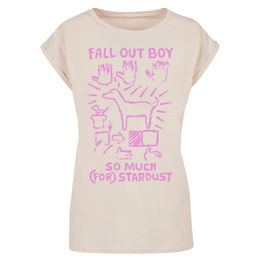F4NT4STIC Extended Shoulder T-Shirt Fall Out Boy Pink Dog So Much Stardust in Whitesand | Gr.: 4XL