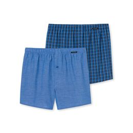 Schiesser Web-Boxershorts 2er Pack in Blau | Gr.: S