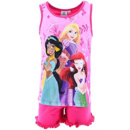 Schlafanzug kurz Disney Princess mit Rüschendetails in Dunkelpink | Gr.: 98