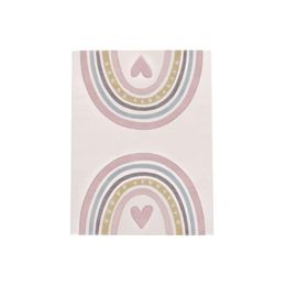 KADIMA DESIGN Kinderteppich Regenbogen mit Herz Kinderzimmer in Pink | Gr.: 80 x 150 cm