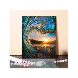 ARTNANAS DIY Malen nach Zahlen Set-"Die Sonnenwelle" | Gr.: 40x50 mit Rahmen