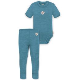 Normani Outdoor Sports Baby Merino Kurzarmbody &bdquo;Tihoi" und Hose &bdquo;Tutira" in Blau | Gr.: 74