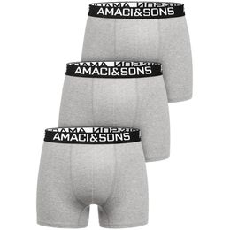 Amaci&Sons Amaci&Sons 3er Pack Boxershorts DUSTIN in Hellgrau/Schwarz | Gr.: 4XL