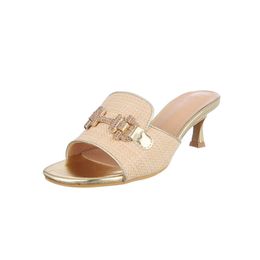 Ital-Design High-Heel Sandalette in Beige und Gold | Gr.: 36