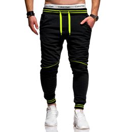 Sweathose behype "STRIPE", Herren, Gr. M, EURO-Größen, schwarz (schwarz, grün), 100% Baumwolle, Hosen, mit Kontrast-Akzenten