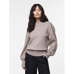 Strickpullover Y.A.S "YASFONNY LS KNIT PULLOVER S. NOOS", Damen, Gr. M, braun (fungi), Strick, Obermaterial: 72% Viskose, 28% Polyester, unifarben, regular fit kurz, hoch geschlossener Ausschnitt, Rippbündchen, Pullover