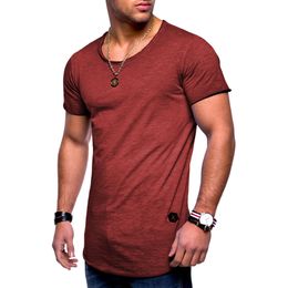 T-Shirt behype "DUST", Herren, Gr. L, rot (bordeaux), 100% Baumwolle, unifarben, Shirts, mit Rundhals-Ausschnitt