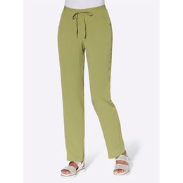 Schlupfhose Classic Basics, Damen, Gr. 38, Normalgr&ouml;&szlig;en, gr&uuml;n (schilf, schilf, wei&szlig;, bedruckt), 100% Polyester, unifarben, lang, Hosen Schlupfhose