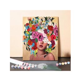 ARTNANAS DIY Malen nach Zahlen Set-"Bunte Blumenper&uuml;cke" | Gr.: 30x40 mit Rahmen