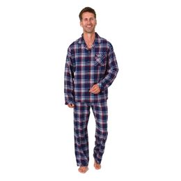 Normann Lange Flanell Schlafanzug Pyjama kariert - 88145 in rot | Gr.: 54