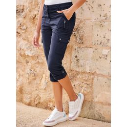 Cargohose Heine, Damen, Gr. 40, Normalgr&ouml;&szlig;en, blau (marine), 98% Baumwolle, 2% Elasthan, unifarben, 7/8-L&auml;nge, Hosen Cargohose