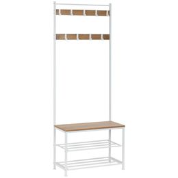 PBJ Garderobe, Natur, Wei&szlig;, Metall, Holzwerkstoff, 70x175x32.5 cm, Garderobe, Garderoben-Sets & Serien, Garderoben-Sets
