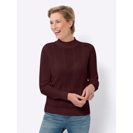 Stehkragenpullover Classic Basics "Stehkragen-Pullover", Damen, Gr. 40, rot (burgund), 100% Polyacryl, unifarben, Pullover