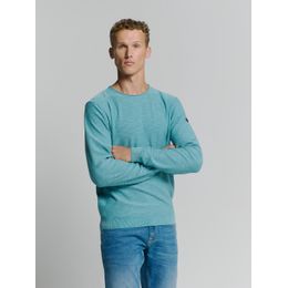 Rundhalspullover NO EXCESS "NO EXCESS Pullover mit Rundhalsausschnitt", Herren, Gr. M, blau (azur), 100% baumwolle, Pullover Rundhalspullover