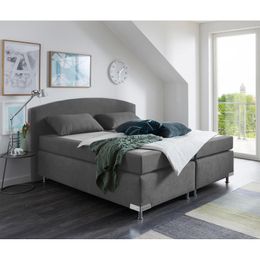 Westfalia Schlafkomfort Boxspringbett »Amsterdam in den Breiten 160x200, 180x200cm & 200x200cm« Optional mit Topper Anthrazit