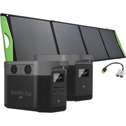 EcoFlow Solaranlage &raquo;Delta Max 2000 + 200W Offgridtec Hardcover Solartasche&laquo; mit Erweiterungsakku 2016Wh, Plug and play schwarz 4-seitig aufgebaut