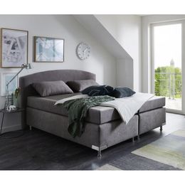 Westfalia Schlafkomfort Boxspringbett »Amsterdam in den Breiten 160x200, 180x200cm & 200x200cm« Optional mit Topper Grau