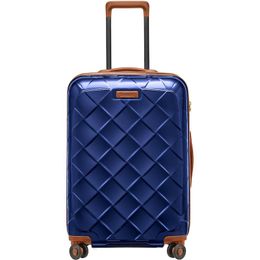 Stratic Hartschalen-Trolley »Leather & More, 66 cm« 65 l 4 Rollen Reisekoffer Reisegepäck Aufgabegepäck TSA-Zahlenschloss blue
