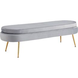 Salesfever Polsterbank »Clam Elegante Bank mit Polsterung« Eleganz in Gold: Breite 142cm Hellgrau