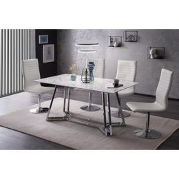 Salesfever Esstisch &raquo;Design Tisch f&uuml;r gem&uuml;tliche Abende&laquo; Eleganz trifft Design in Marmoroptik wei&szlig;