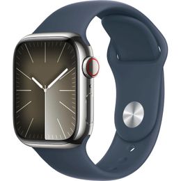 Apple Smartwatch »Watch Series 9 Edelstahl« (4, 1 cm / 1, 61 ′′) Watch OS 10;EKG;Blutsauerstoff App;Herzfrequenz Silber