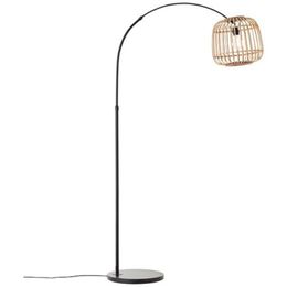 Brilliant Bogenlampe &raquo;Nikka&laquo; E27 1 Stk. mit Rattan-Schirm, 171 cm H&ouml;he, E27, Metall/Rattan, schwarz/natur schwarz