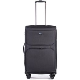 Stratic Weichgepäck-Trolley »Bendigo Light + M, black« 78 l 4 Rollen Reisekoffer großer Koffer Aufgabegepäck TSA-Zahlenschloss black